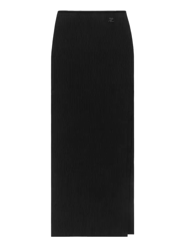 COURREGES Courrèges Ribbed Knit Maxi Skirt With Slit Detail - Black