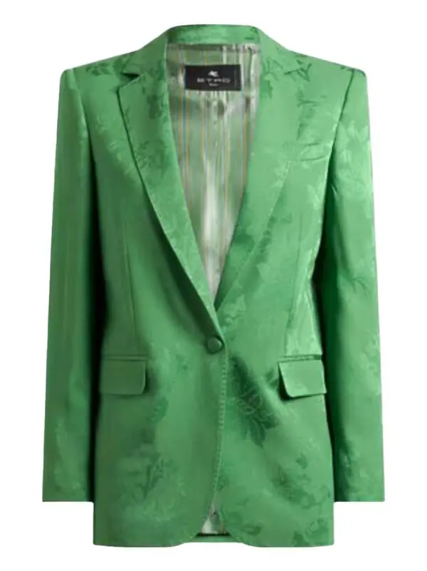 Etro Single-breasted Floral Jacquard Jacket - Green