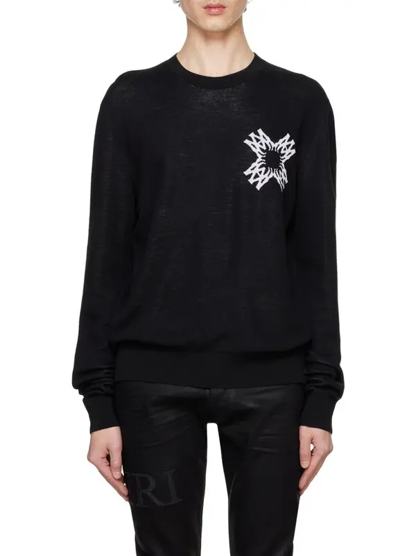 Amiri Long-sleeved Sweater With Inlaid Logo Pattern - Black