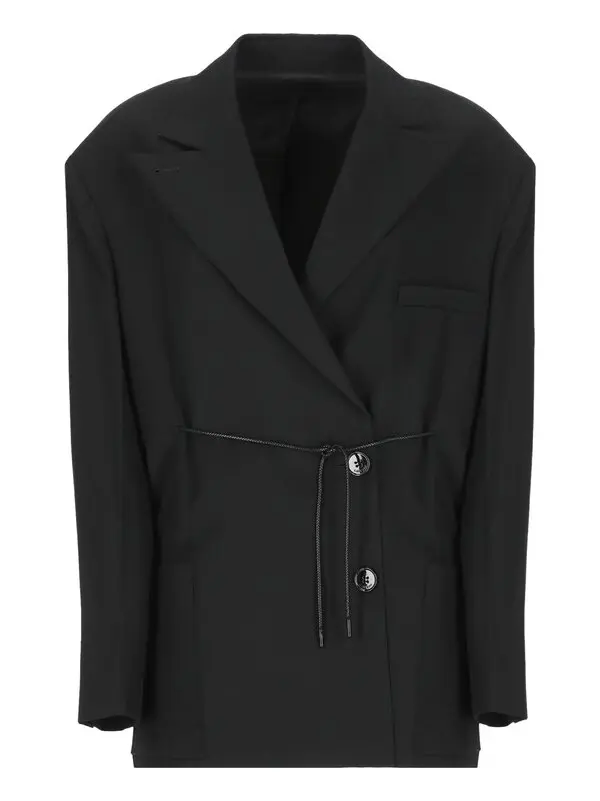 LANVIN Drawstring Waist Buttoned Blazer - Black