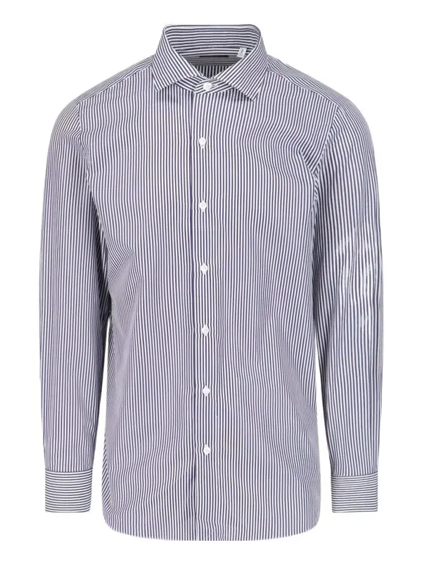 FINAMORE 1925 Striped Button-down Shirt - Gray