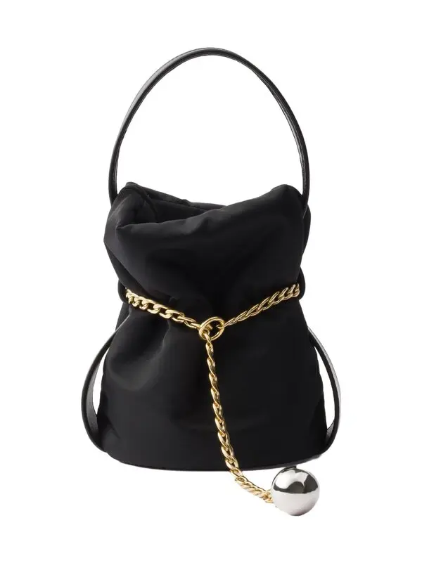 Prada Re-nylon And Nappa Leather Bucket Bag - Black