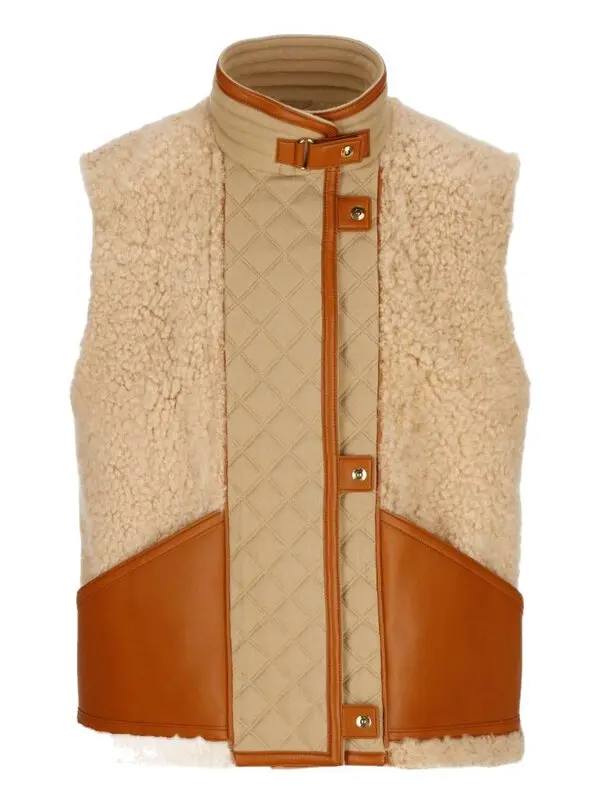 Loro Piana High-neck Splicing Vest - Nude