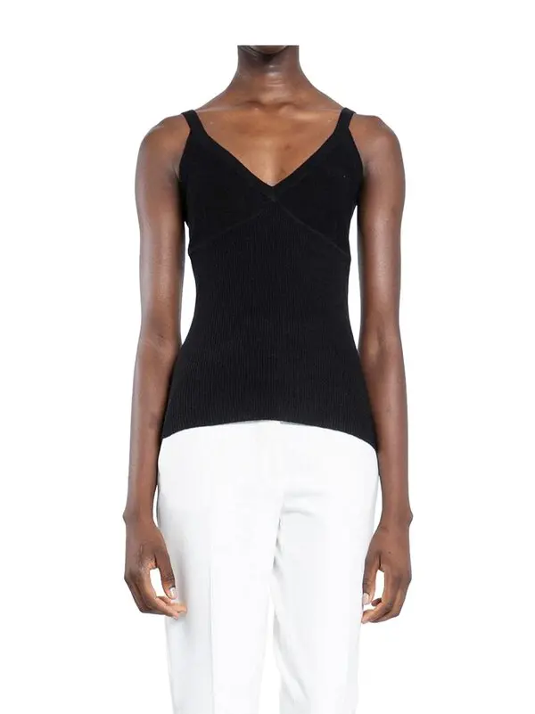 Max Mara Gallura Ribbed V-neck Top - White