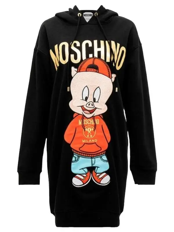 Moschino Embroidered Logo Sweater Dress - Black