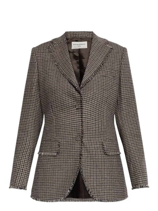 Officine Générale Houndstooth Single-breasted Blazer - Black