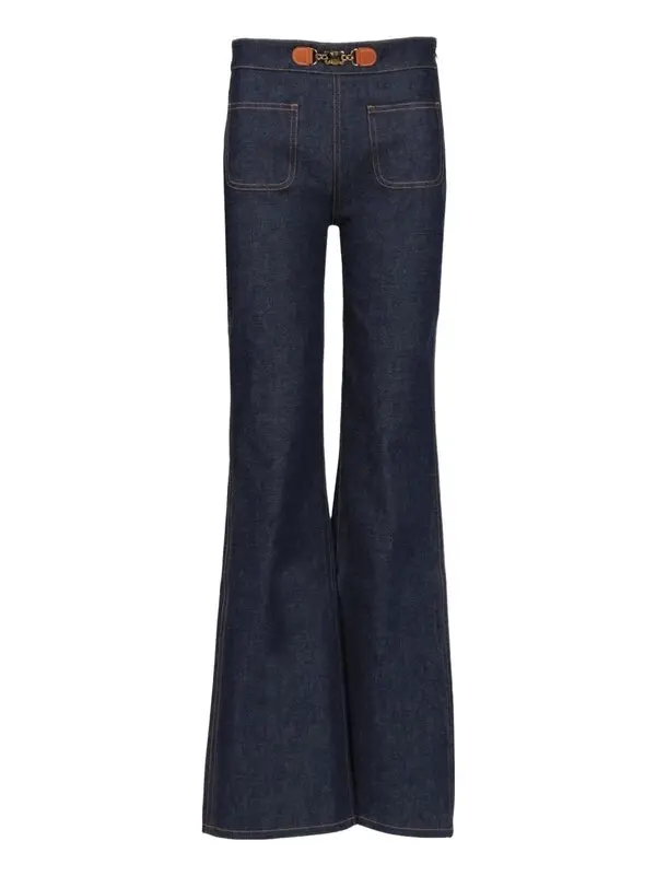 Celine Flared Jeans With Horn Detail - Navy Blue