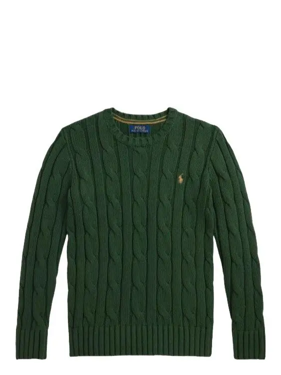 Ralph Lauren Cable-knit Crew-neck Sweater - Bottle Green