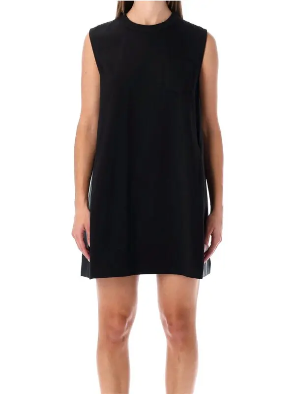 Sacai Sleeveless Crewneck Pleated Dress - Black