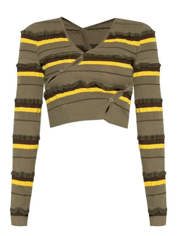 Jacquemus Striped Cropped Jumper - Brown