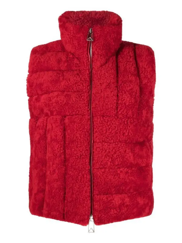 Bottega Veneta Quilted Zip-up Sleeveless Jacket - Red