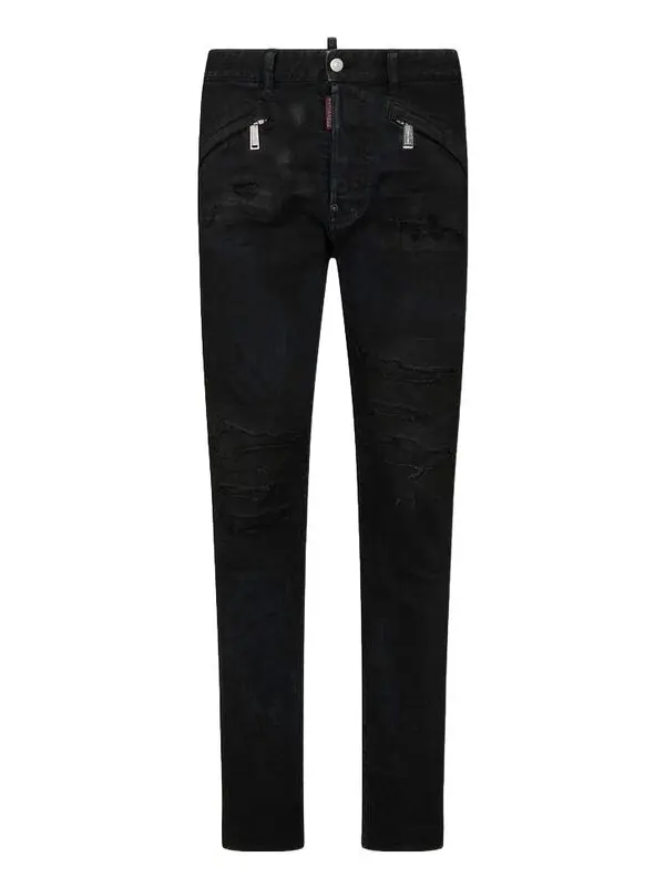 Dsquared2 Logo Patch Ripped Cool Guy Jeans - Black