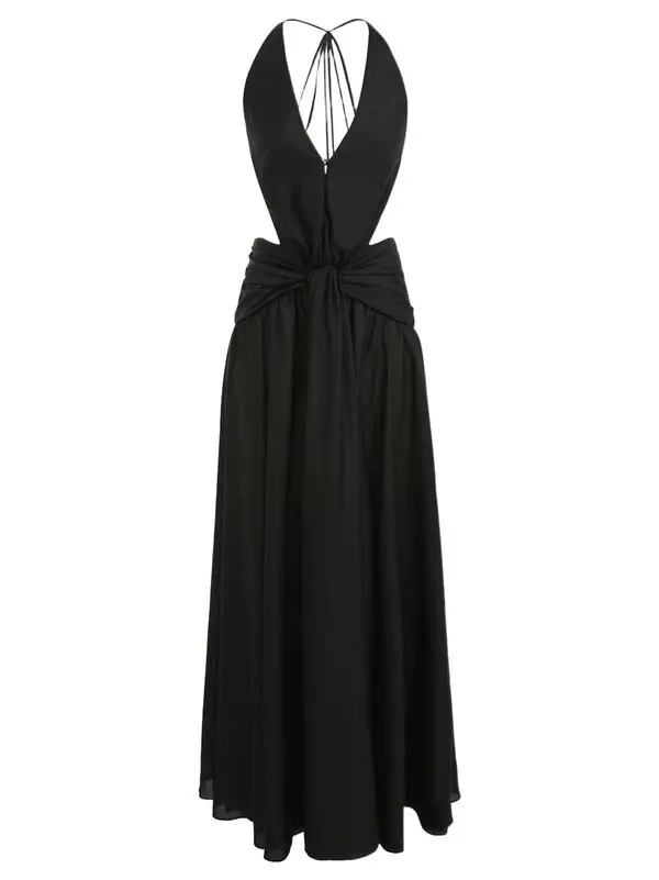 Zimmermann Halterneck Gathered Midi Dress - Black