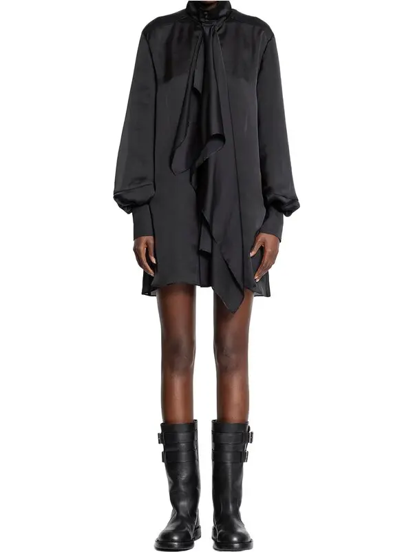 Sacai High-neck Draped Mini Dress - Black