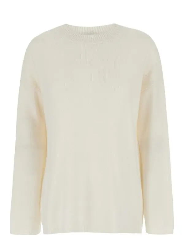 ALLUDE Relaxed Crewneck Sweater - White
