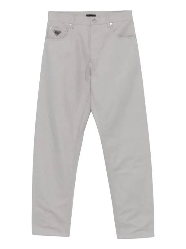 Prada Logo Patch Low-rise Jeans - Grey