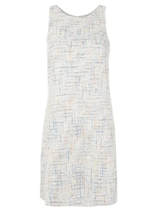 Emporio Armani Tweed Sleeveless Dress - White