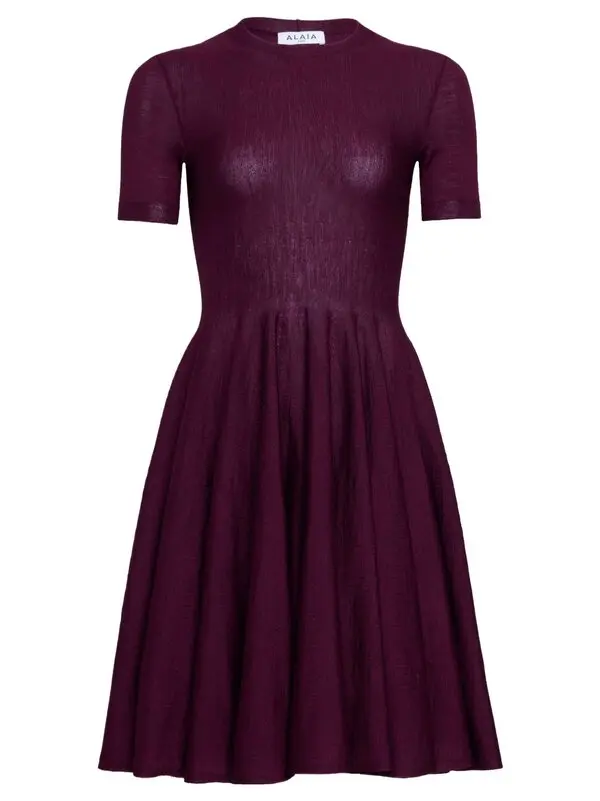 Alaïa Knit Skater Dress - Burgundy