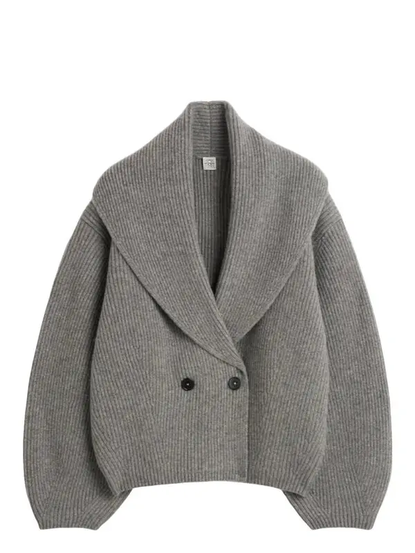 TOTEME Collared Long Sleeve Knit Sweater - Gray