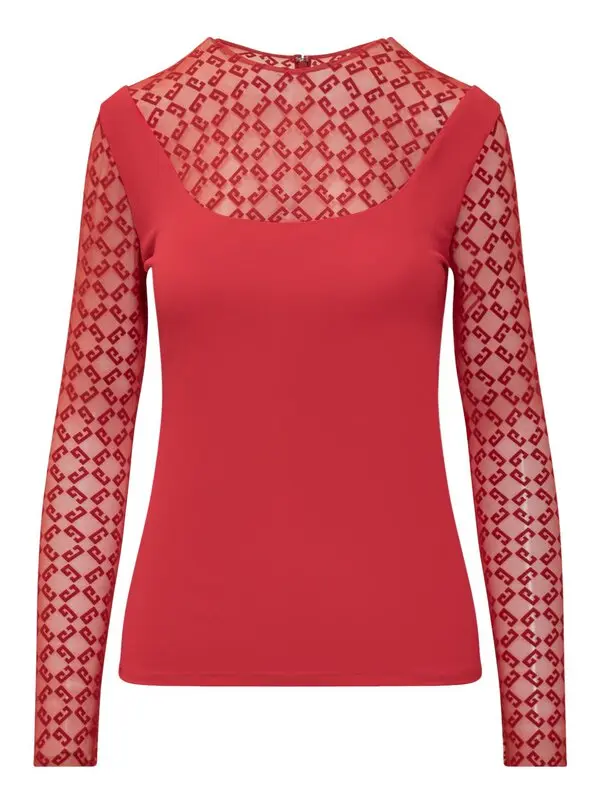 Givenchy Monogram Tulle Slim Fit Top - Red