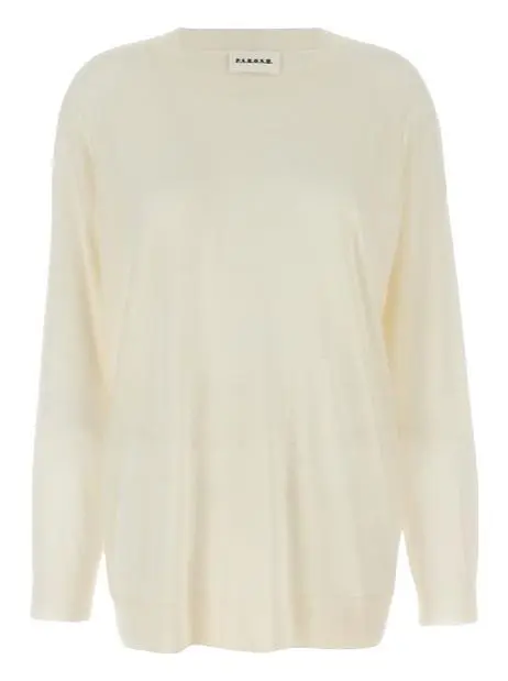 P.a.r.o.s.h Crewneck Knitted Jumper With Ribbed Detailing - White