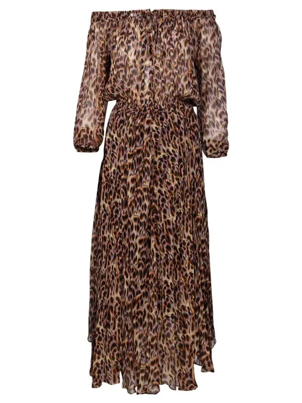 Isabel Marant Étoile Off-the-shoulder Leopard Print Maxi Dress - Brown
