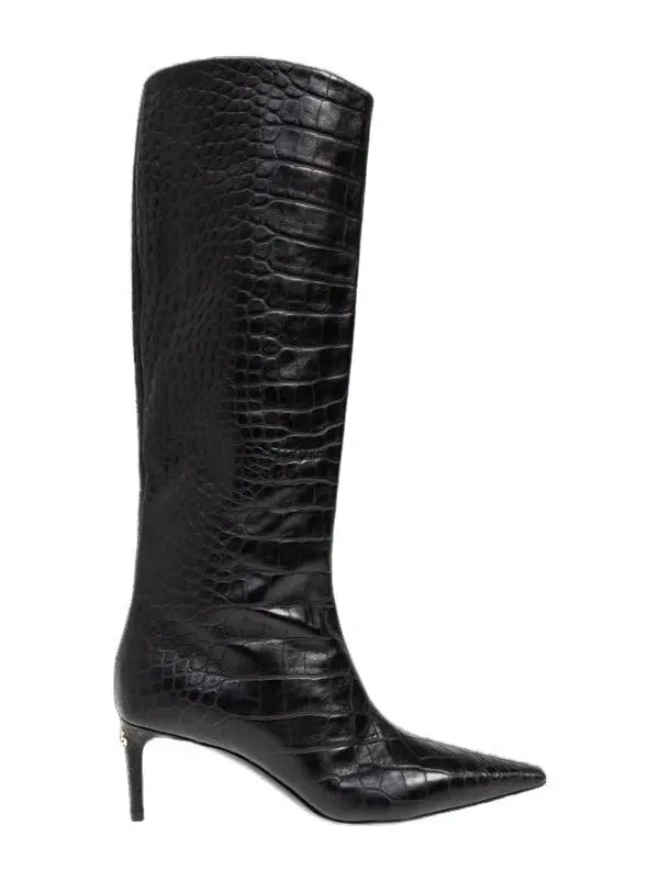 Dolce & Gabbana Embossed Logo Plaque Knee-high Boots - Black