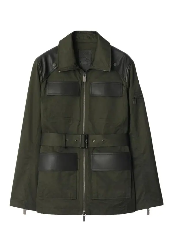 Burberry Leather Trim Nylon Blend Field Jacket - Shale