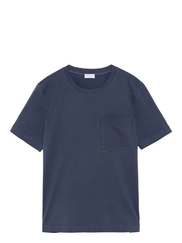 Brunello Cucinelli Embellished Crewneck T-shirt - Blue