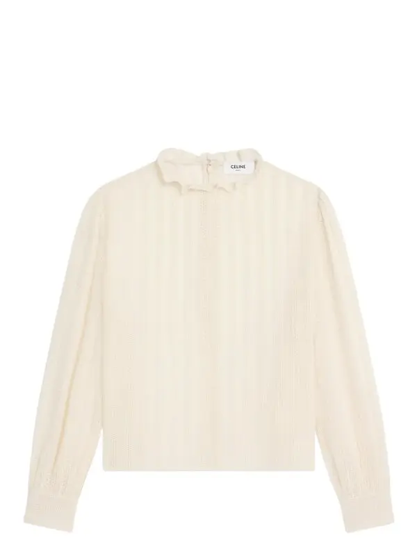 Celine Cropped Blouse In Muslin, Cotton, And Wool - Cream