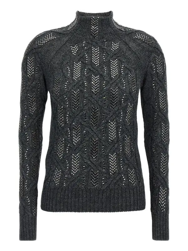 Ermanno Scervino Sequined High Neck Jumper - Grey