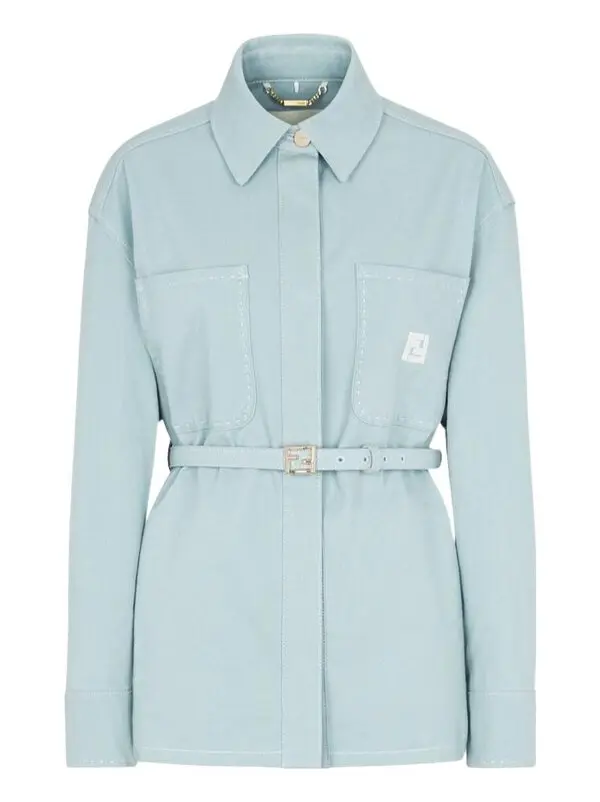 Fendi Belted Collared Jacket - Blue