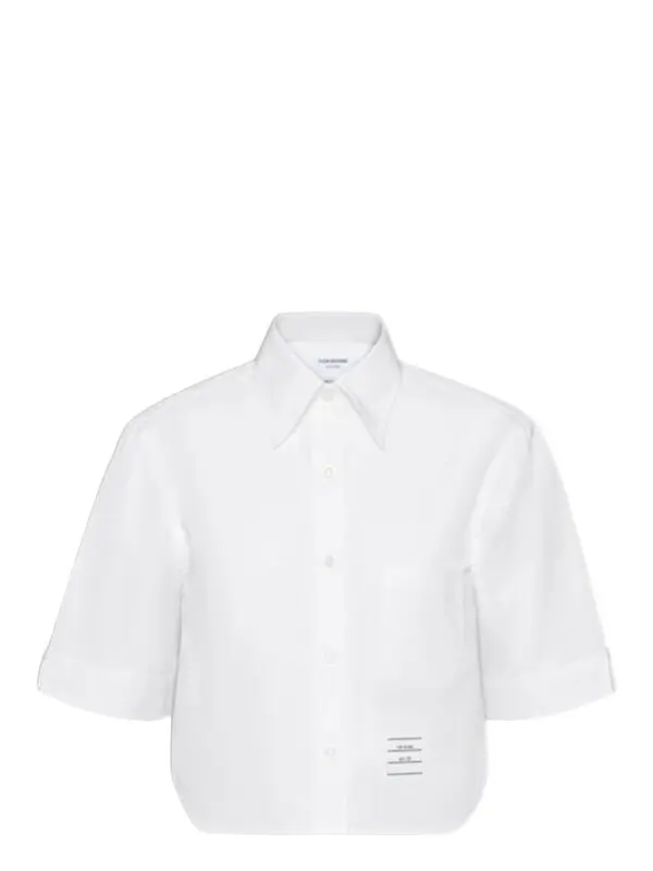 Thom Browne Cropped Shirt With Lapel And Pocket - No