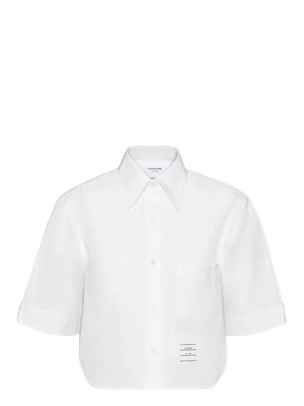Thom Browne Cropped Shirt With Lapel And Pocket - White