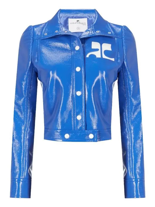 COURREGES Courrèges Vinyl Cropped Jacket - Blue
