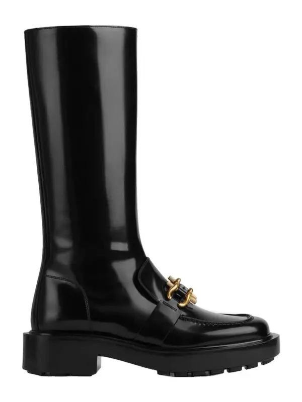 Bottega Veneta Leather Horse Buckle Boots - Black