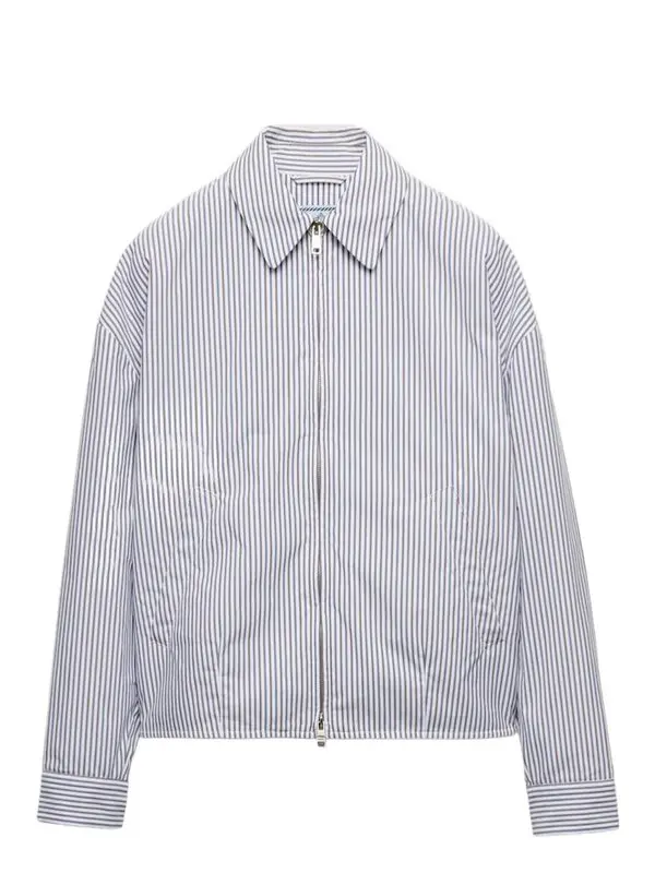 Prada Striped Poplin Blouson Jacket - White/blue