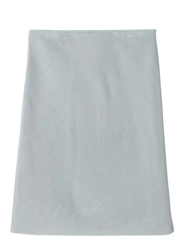 Miu Miu Ribbed Knit Midi Skirt With Logo Patch - Star Blue