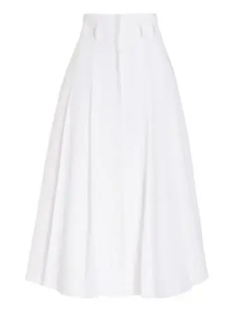 Gabriela Hearst Belted Pleated Midi Skirt - White