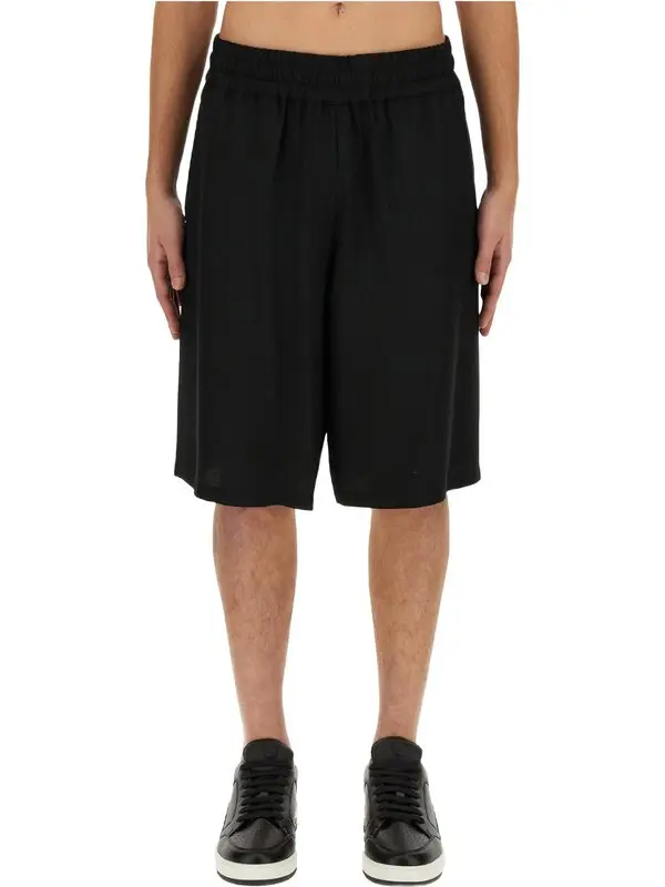 Moschino Patch Wide-leg Crepe Shorts - Black