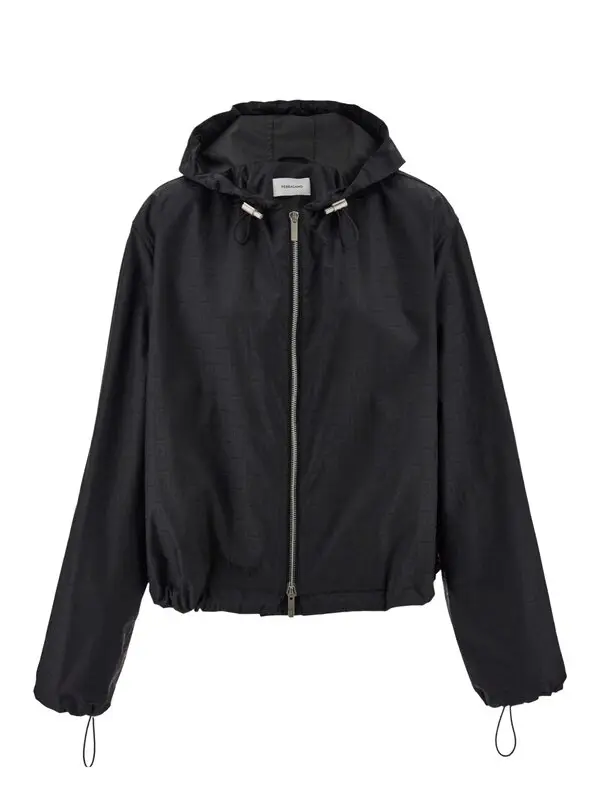 FERRAGAMO Monogram Windbreaker Jacket - Black