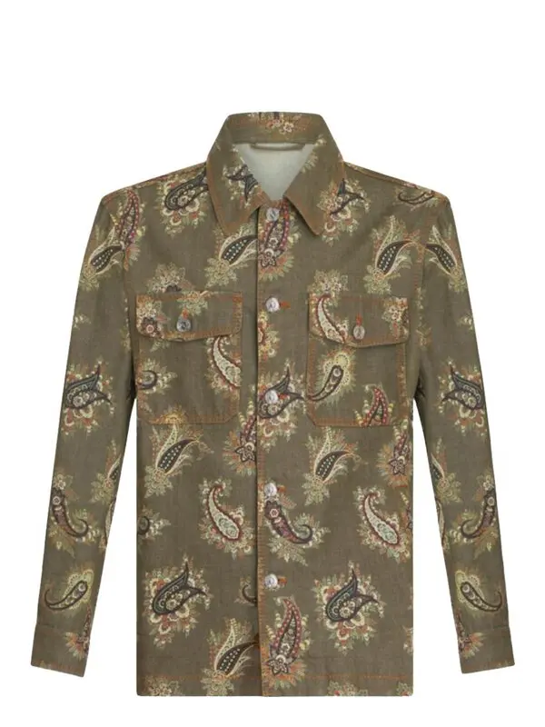 Etro Paisley Denim Overshirt - Green