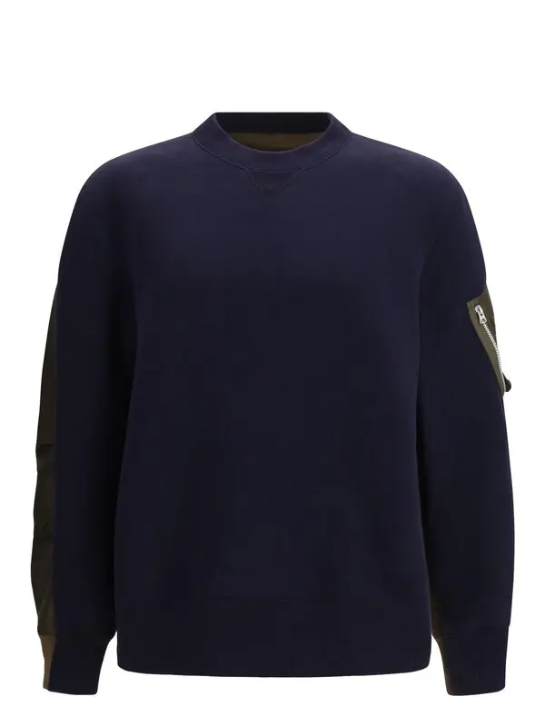 Sacai Crewneck Sweatshirt With Paneled Design - Black