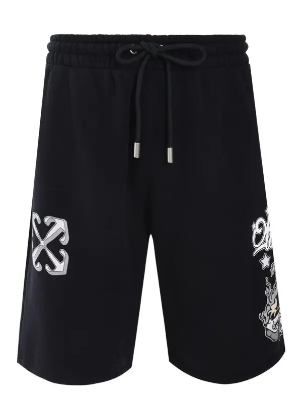 Off-White Graphic Print Dragon Shorts - Black