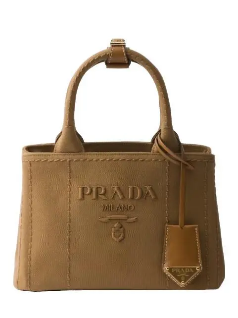 Prada Embroidered Logo Tote Bag - Tobacco