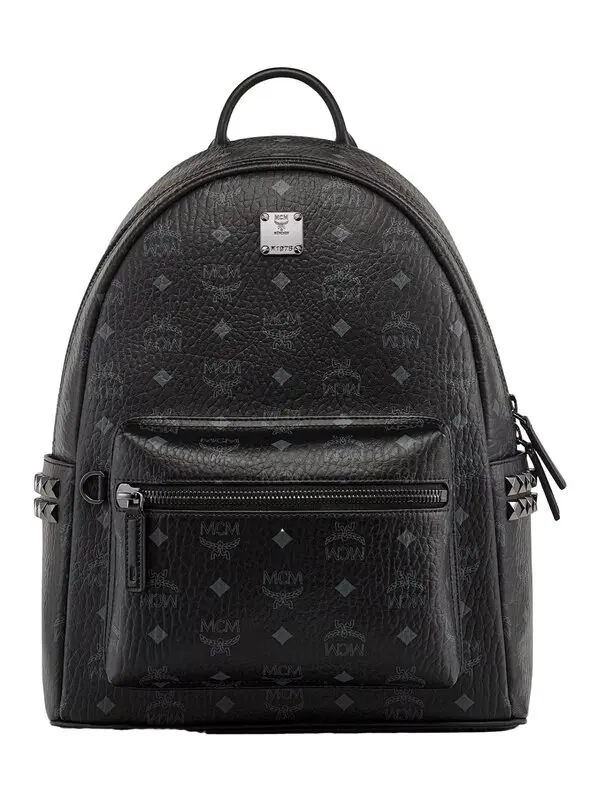 Mcm Stark Studded Monogram Backpack - Black
