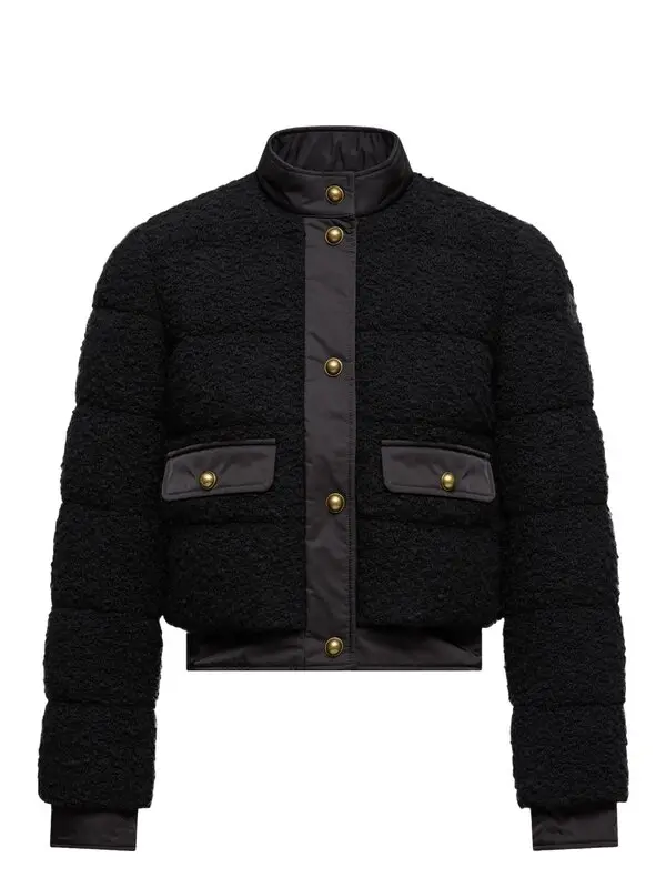 Moncler Blandy Wool Blend Bouclé Short Down Jacket - Black