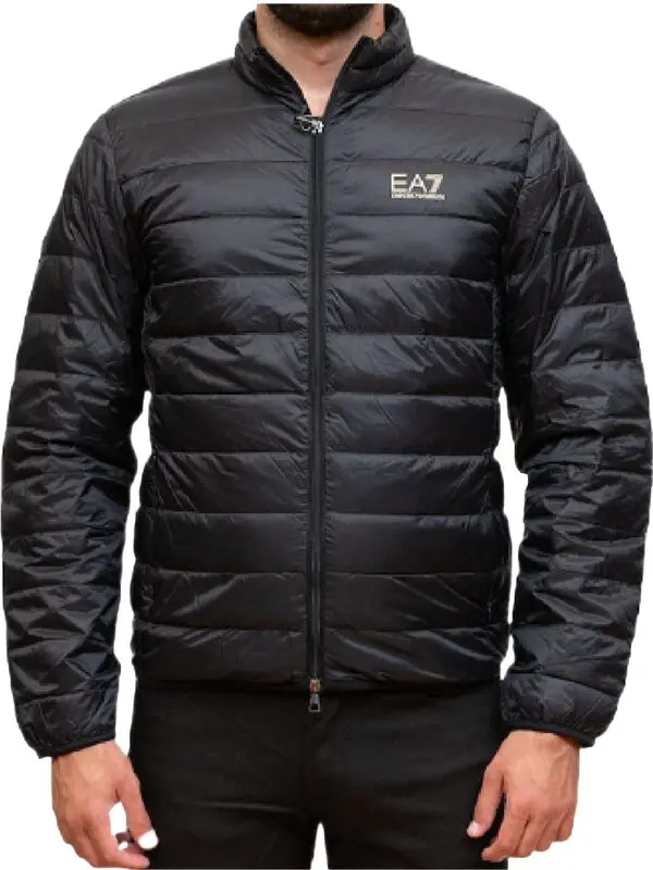 EA7 Quilted Puffer Jacket With Logo Detail - Black