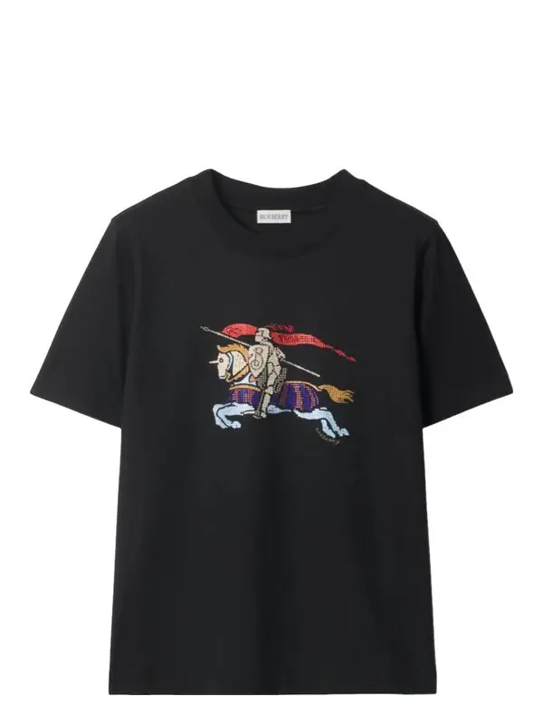 Burberry Crystal Ekd Cotton T-shirt - Black