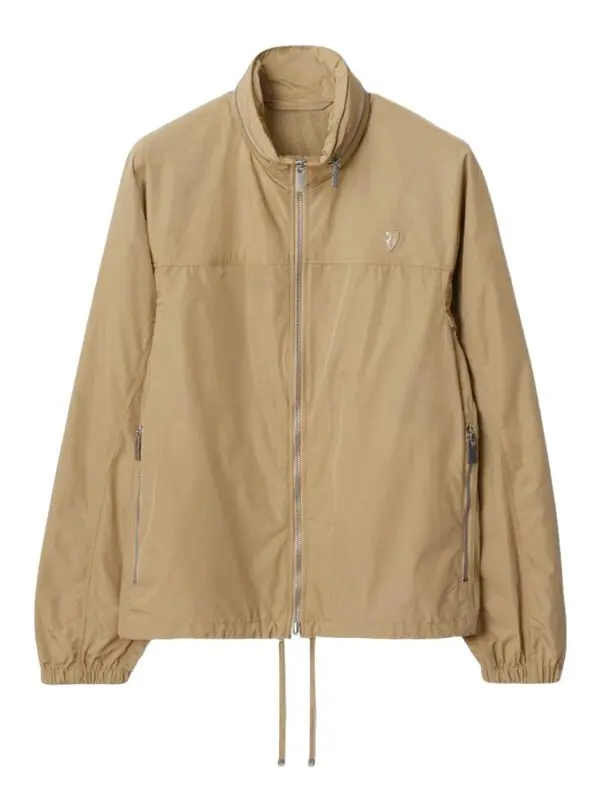 Burberry Logo-badge Zip-up Jacket - Biscuit Color